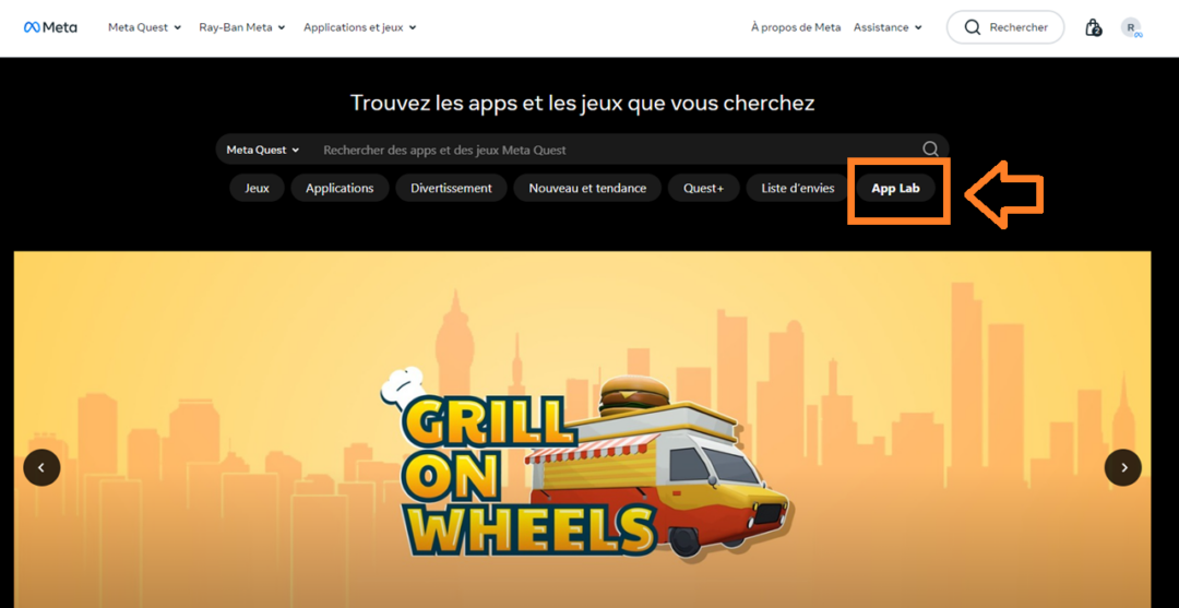 Nouvel accès à l'App Lab Quest sur le Meta Store (Horizon Store)