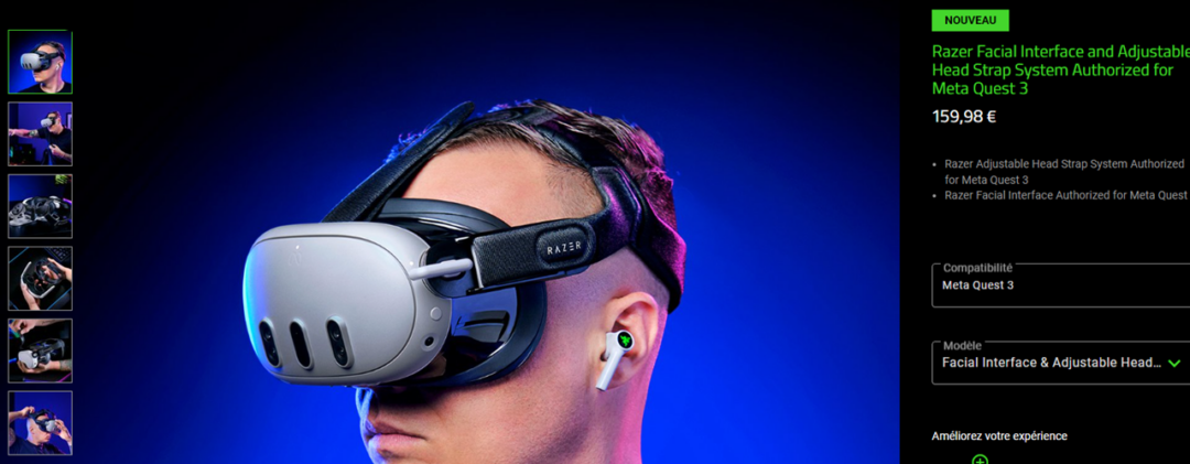 Razer Quest 3 : interface faciale et sangle confort spécial gamer