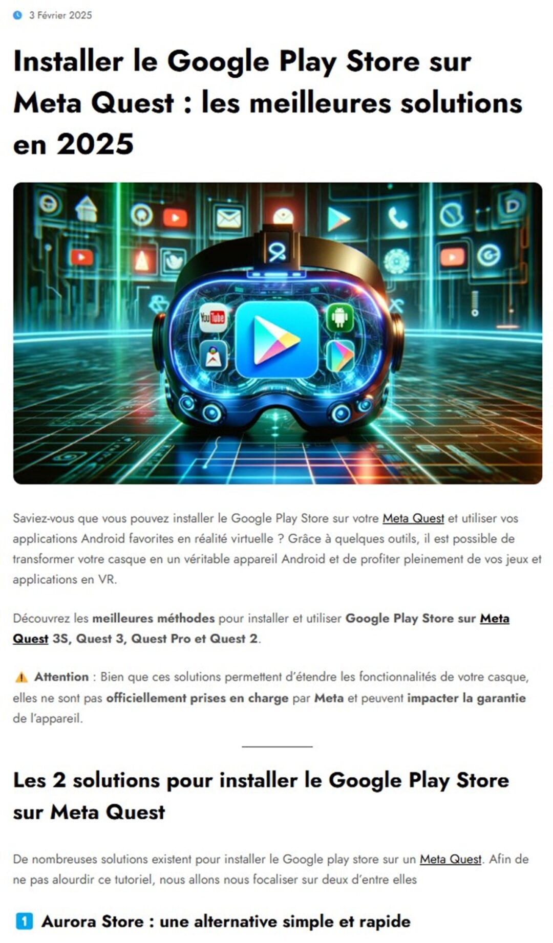 Google Play Store dans votre Meta Quest c'est possible