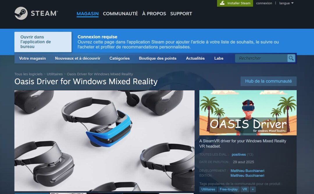 Oasis WMR le pilote pour casque VR compatible avec Windows 11